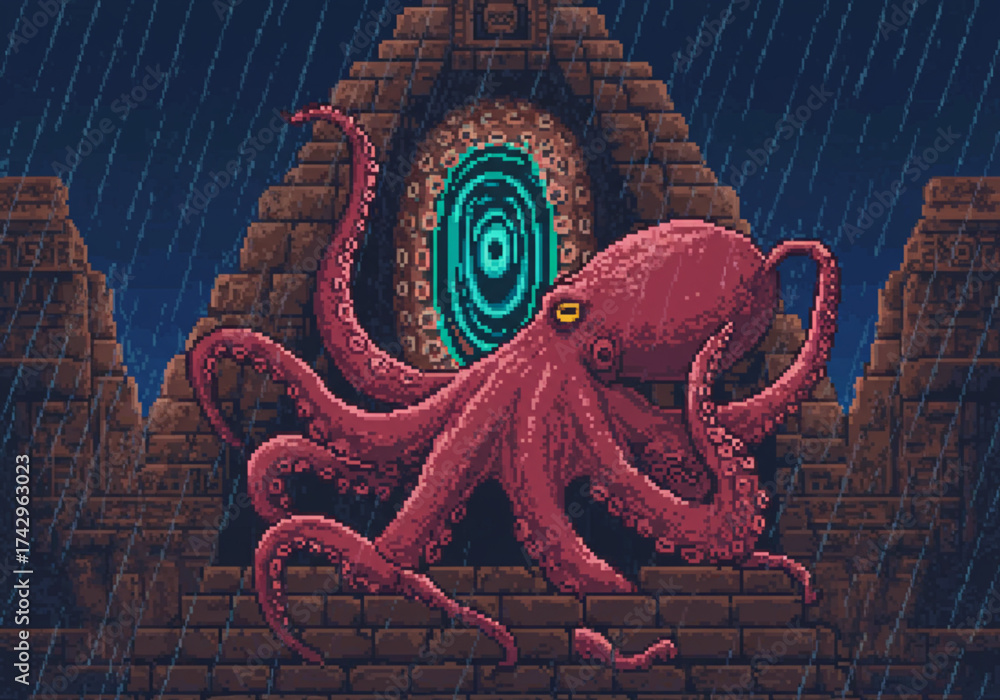Vector de Stock Surreal Pixel Art Worlds — Mythical, Sci-Fi, and ...