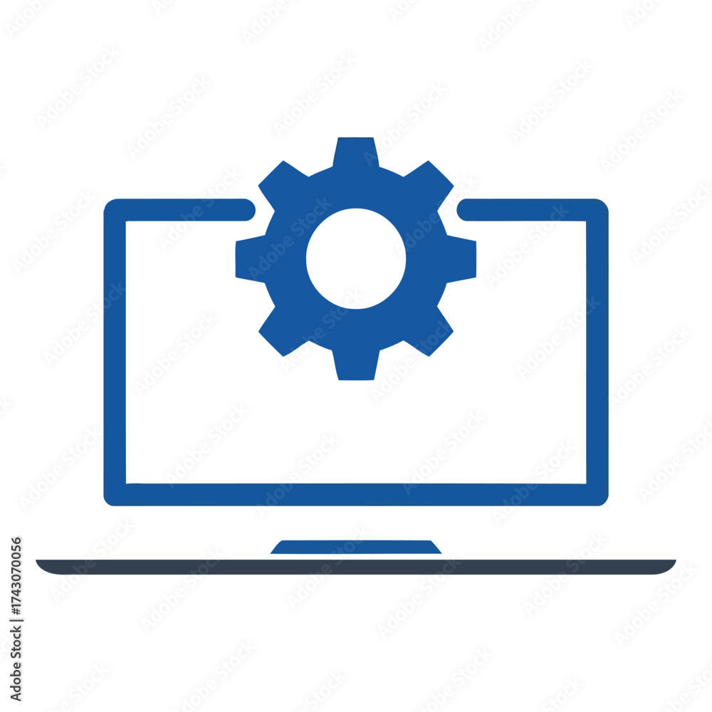 Icon vector art of computer screen with a gear icon representing ...