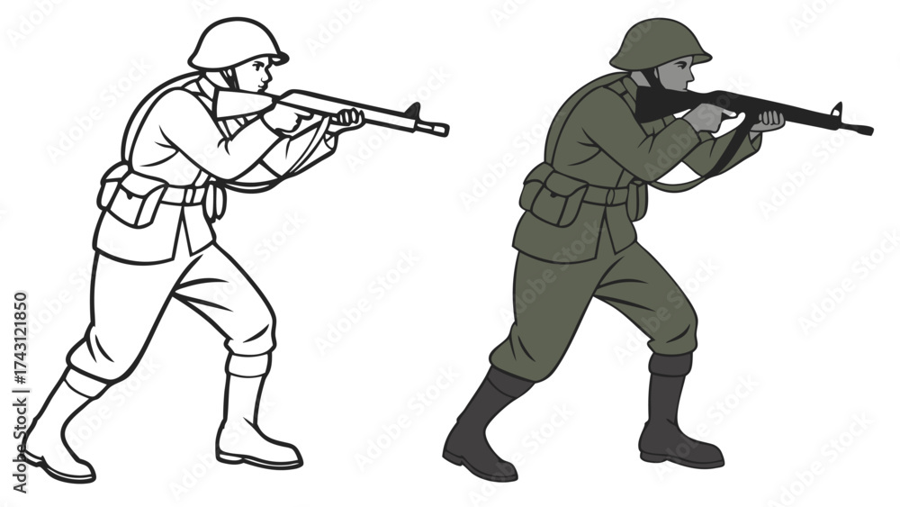 left--simple-outline-vector-soldier-icon--black-ou.eps Stock Vector ...