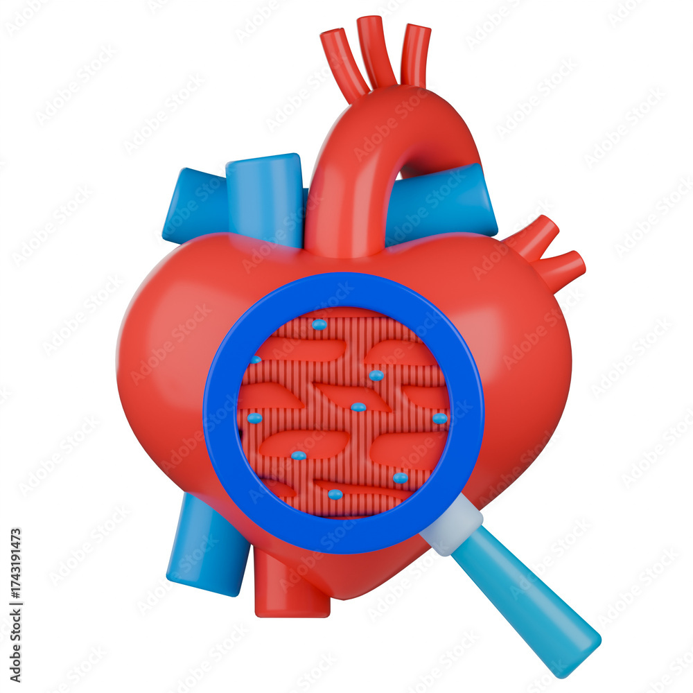 Illustration Stock 3D medical illustration of the human heart with a ...