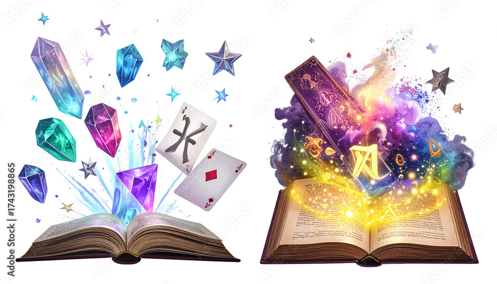 Enchanted Objects Duo Composition Featuring Magic Wands and Potions ...