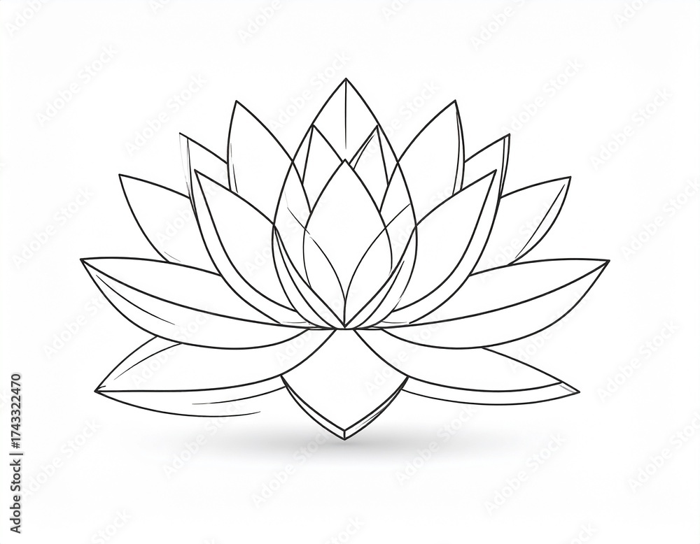 Zdjęcie bez tantiem: Elegant lotus flower outline sketch. A beautiful ...