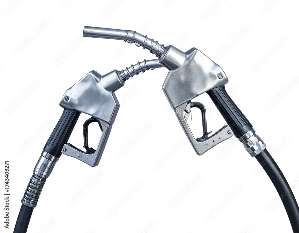 Metallic Silver Fuel Pump Nozzles with Different Angles – isolated on ...