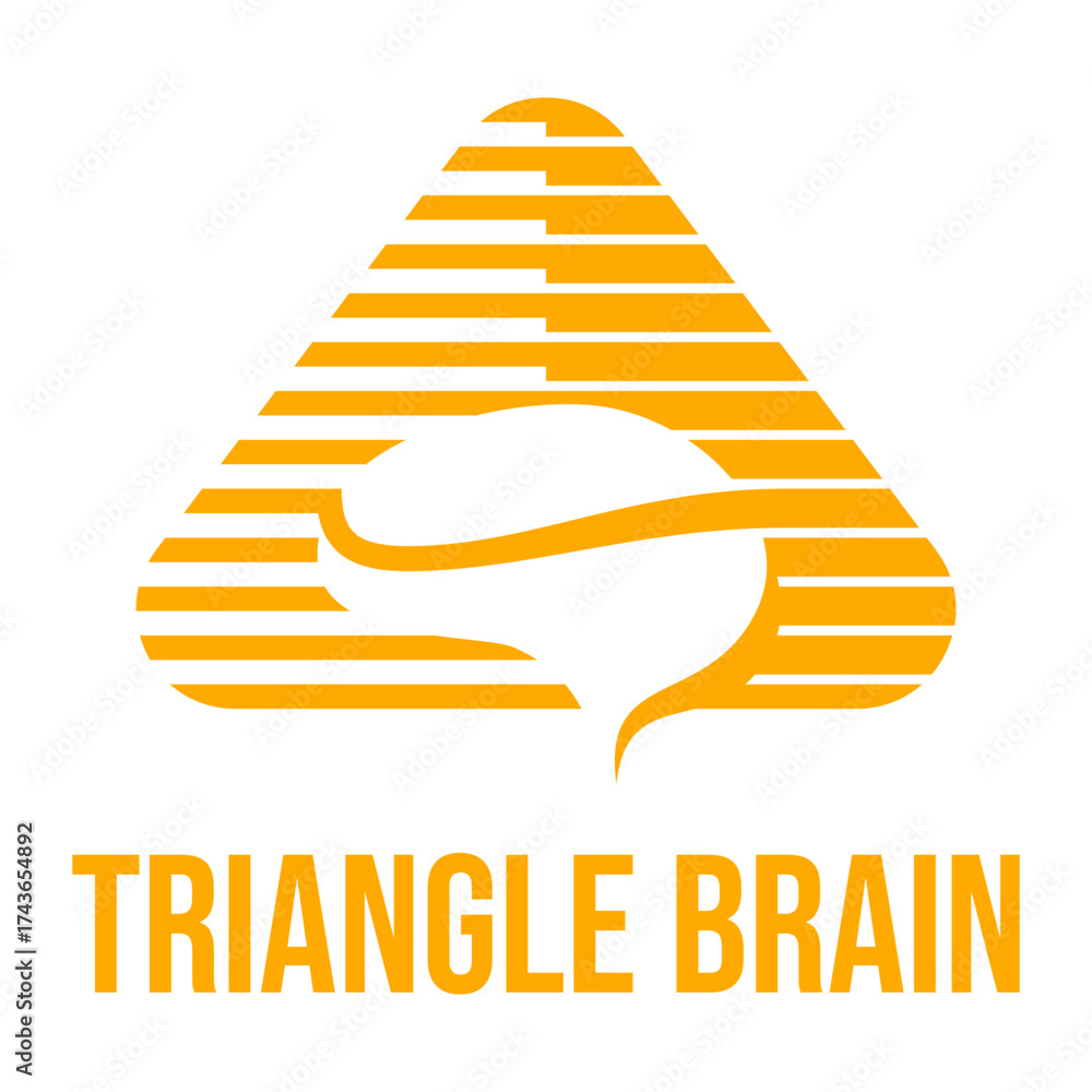 triangle brain abstract flat minimalist logo design Stock Vector ...