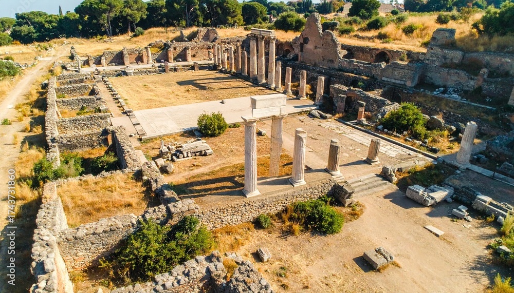 Стокове фото ruinas romanas vistas desde una toma aérea tipo dron ...