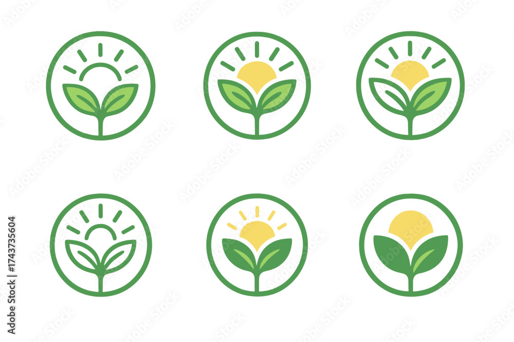 Eco Circle Logos. Organic and plant-based food systems. Set Logo of eco ...