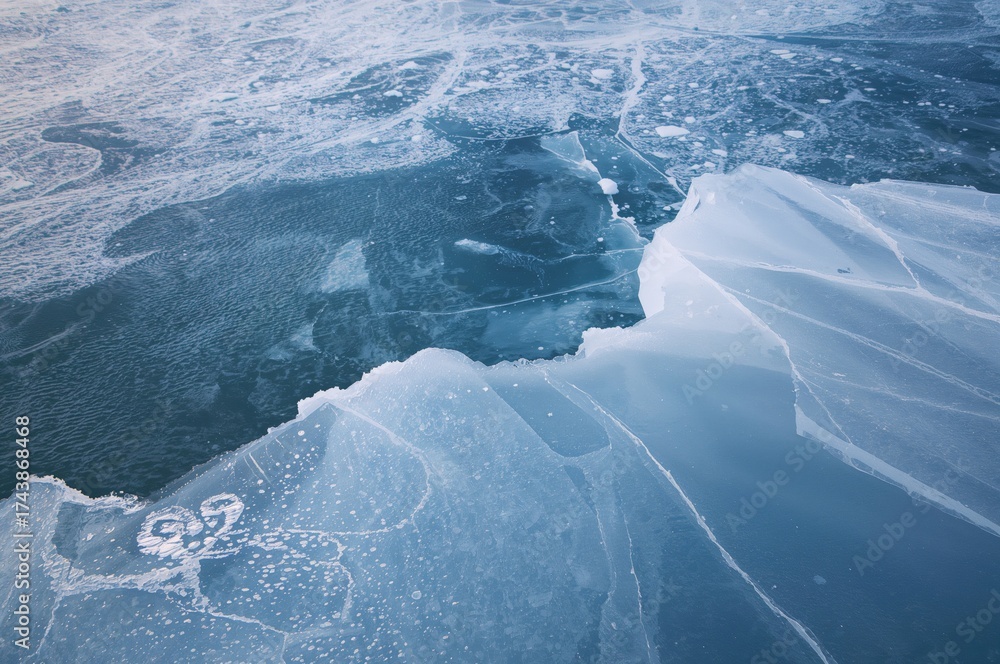 Sight of stunning artwork formed by ice fractures Stock Photo | Adobe Stock