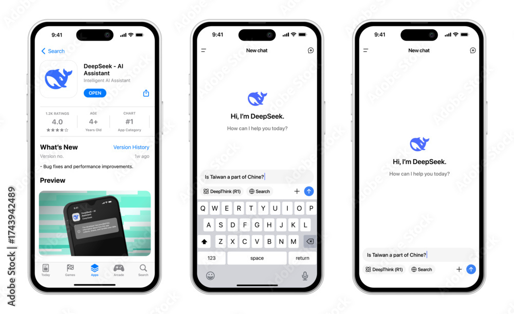 DeepSeek AI app UI template 2025 update, modern artificial intelligence interface for mobile ...