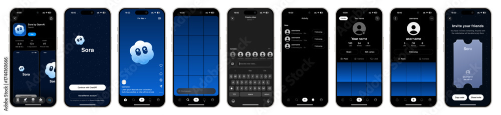 OpenAI Sora 2 mobile app UI template 2025 for AI Video Generator app ...