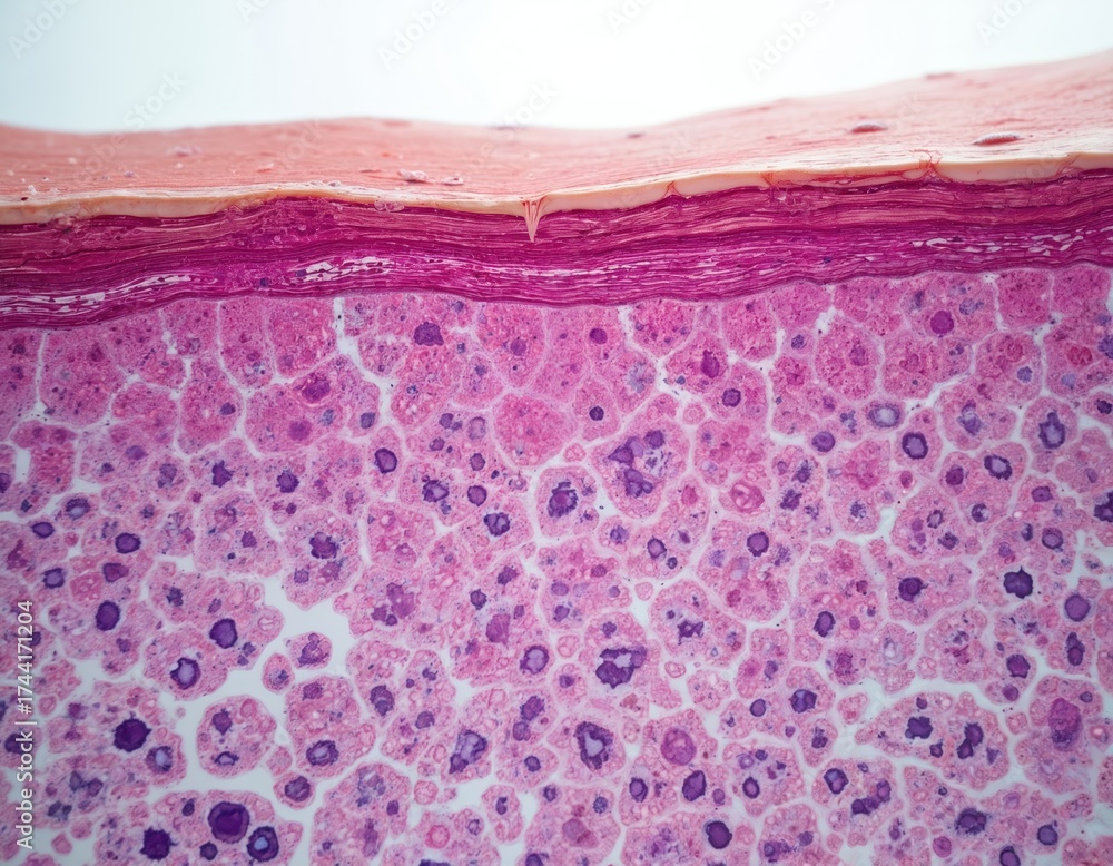 Стоковая иллюстрация «Human tissue under microscope. Epithelial tissue ...