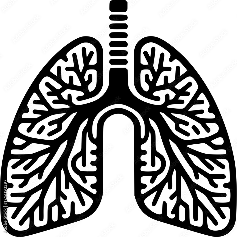 Human Respiratory System: A striking, schematic illustration depicts ...