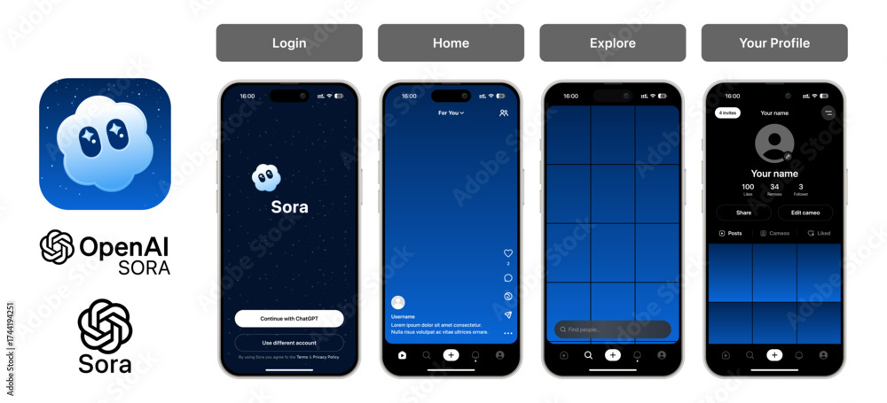 OpenAI Sora 2 UI template 2025 for AI Video Generator app, including UI ...