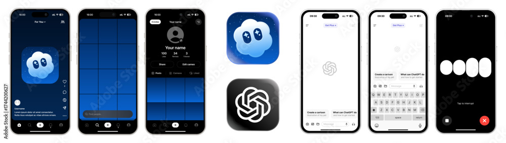 OpenAI Sora 2 and ChatGPT UI template 2025 for AI Video Generator apps ...