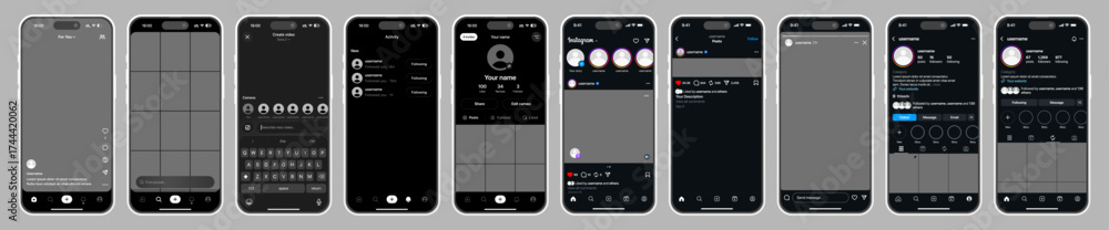 Sora 2 and Instagram 2025 UI template for AI Video Generator app, all ...