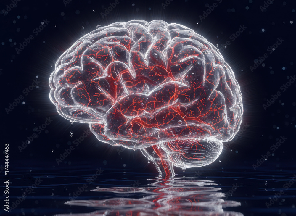 Foto de Stock This combined MRI brain and cerebral artery image offers ...