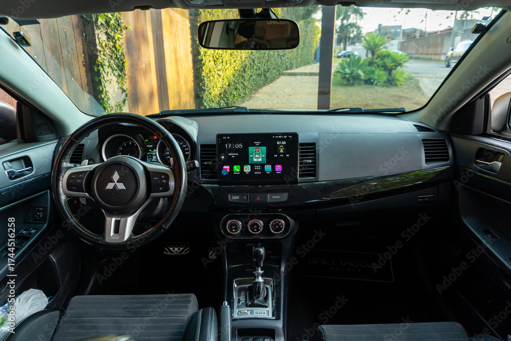 Mitsubishi Lancer Evolution X interior cockpit and dashboard, Japanese ...
