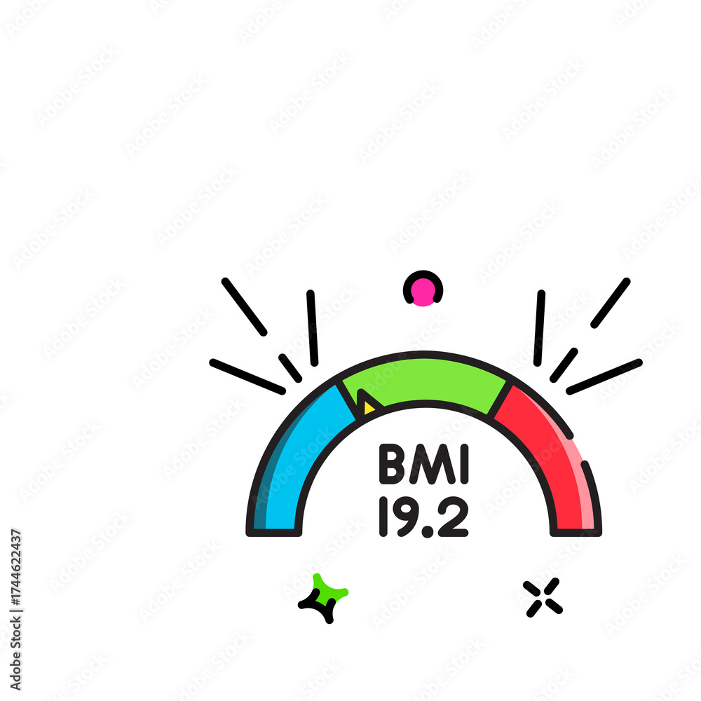 BMI Indicator Displaying Healthy Weight in Pixel Art Style with Blue ...