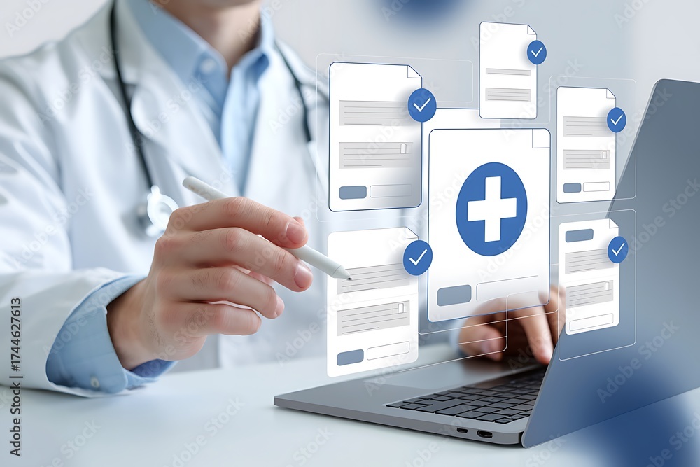 Online medical checklist and documentation system in use by doctor ...