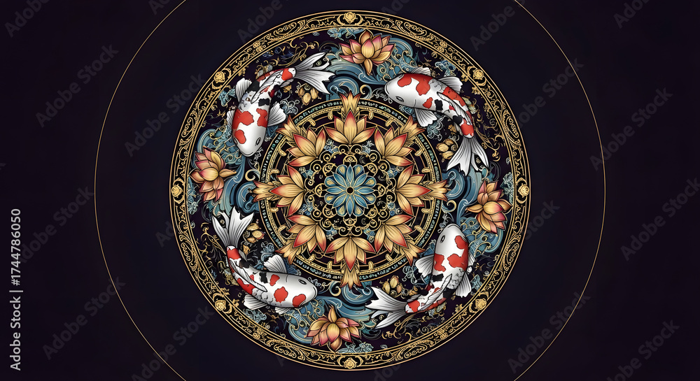 Elegant Koi Fish Mandala Design Symbol of Harmony, Peace, and Good ...