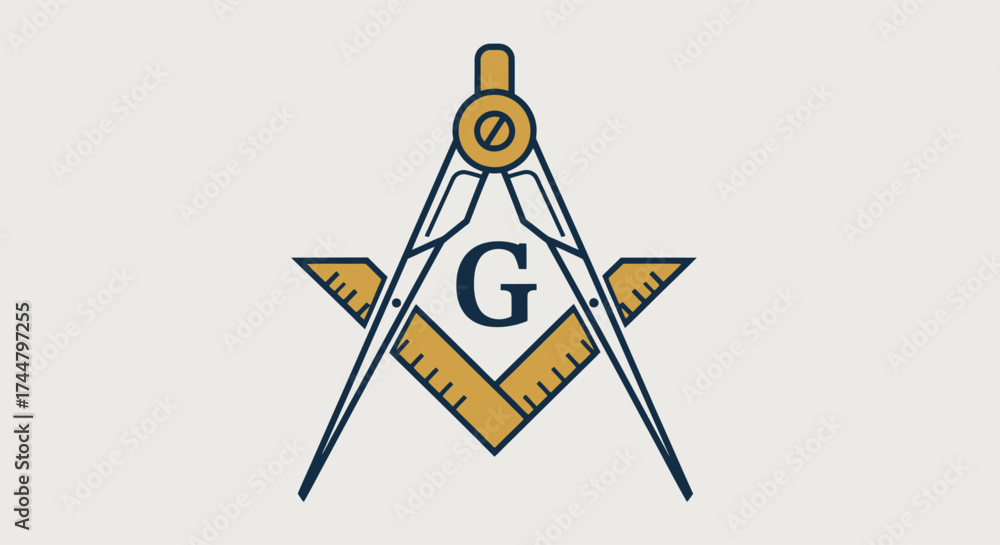 Masonic Symbol Featuring Square and Compasses with the Letter G ...
