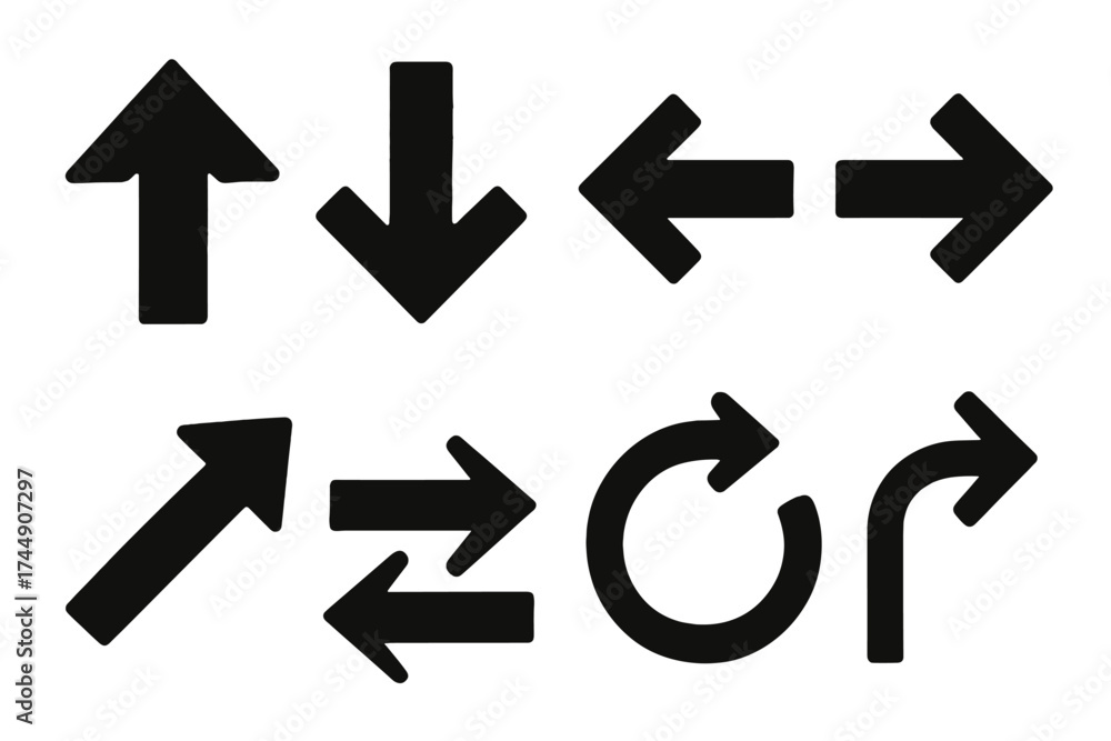 Image vectorielle Stock Brutalist Arrow Icons. Direction Arrows set of ...
