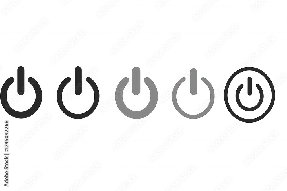 Power button icons set with on/off symbol for technology, control ...