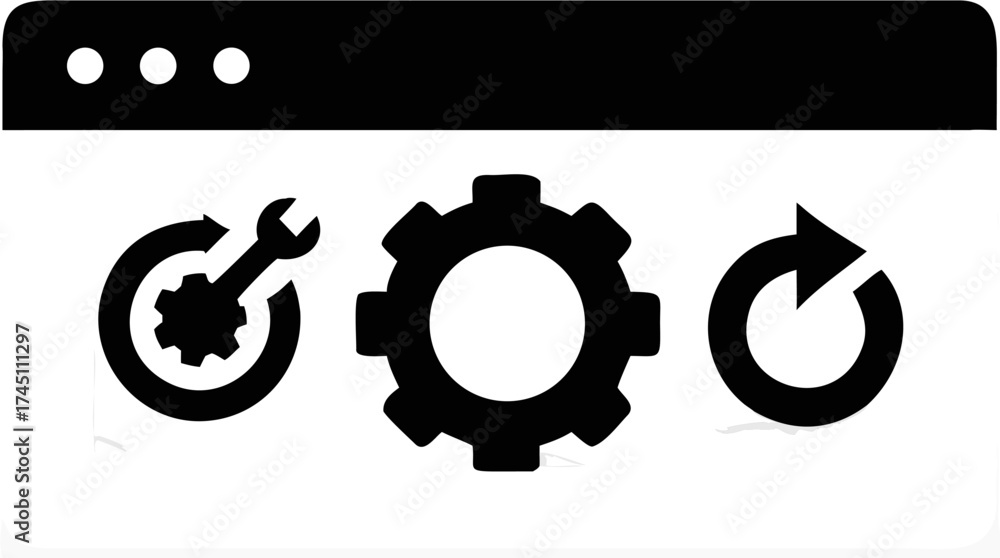 Settings, configuration, and maintenance symbols for website user ...