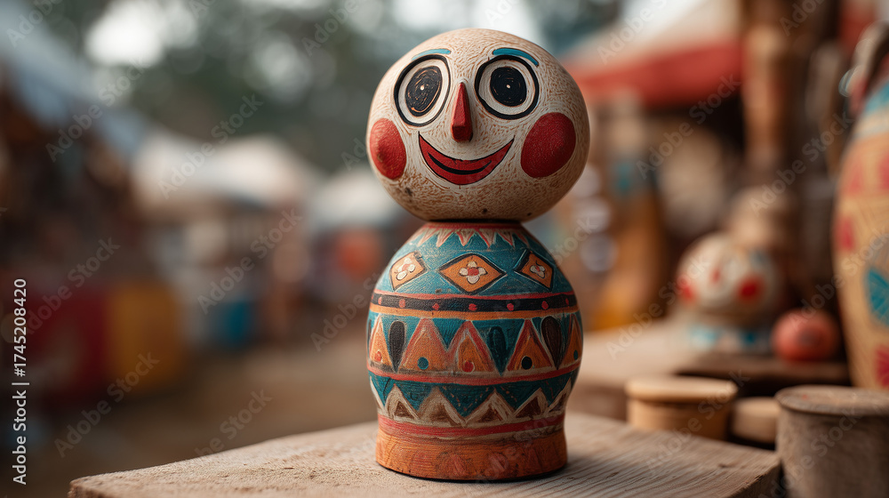 Photo Stock Colorful Wooden Doll Displayed at Higantes Festival in the ...