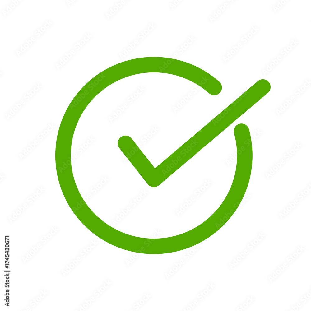 Ilustracja bez tantiem: Green circular check mark icon for approval ...