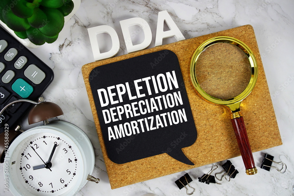 DDA - Depletion Depreciation Amortization acronym with calculator ...