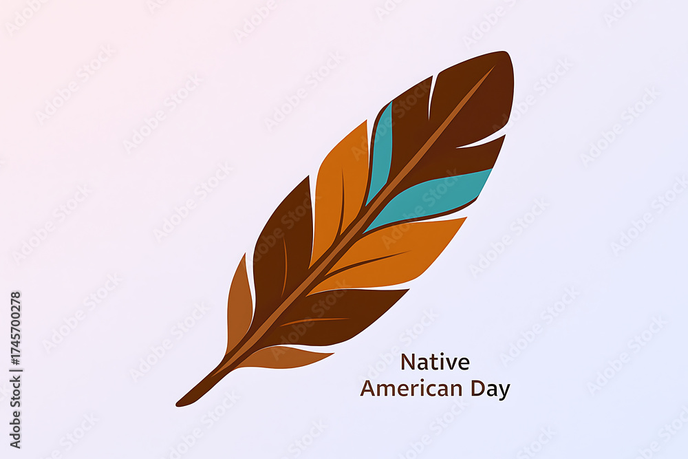 Native american day feather symbol illustration representing heritage ...