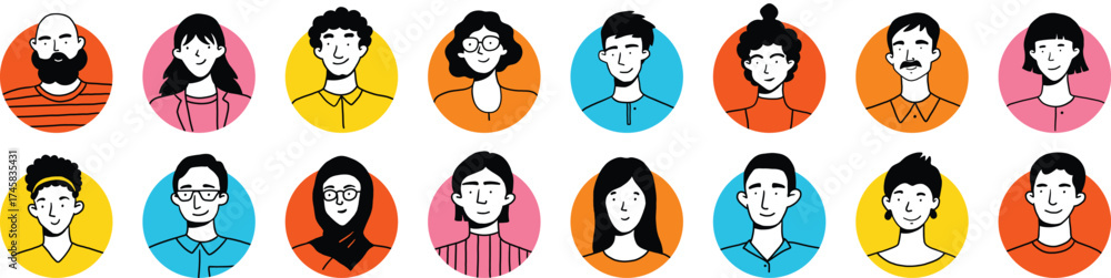 Image vectorielle Stock Set of various avatars. Male and female ...
