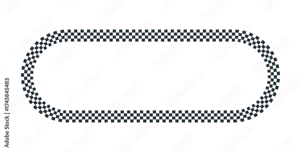 race track frame, rounded oval racetrack, circuit outline,. black and ...
