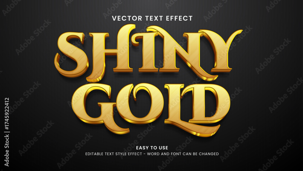 shiny gold editable text effect 3d vector Stock Vector | Adobe Stock