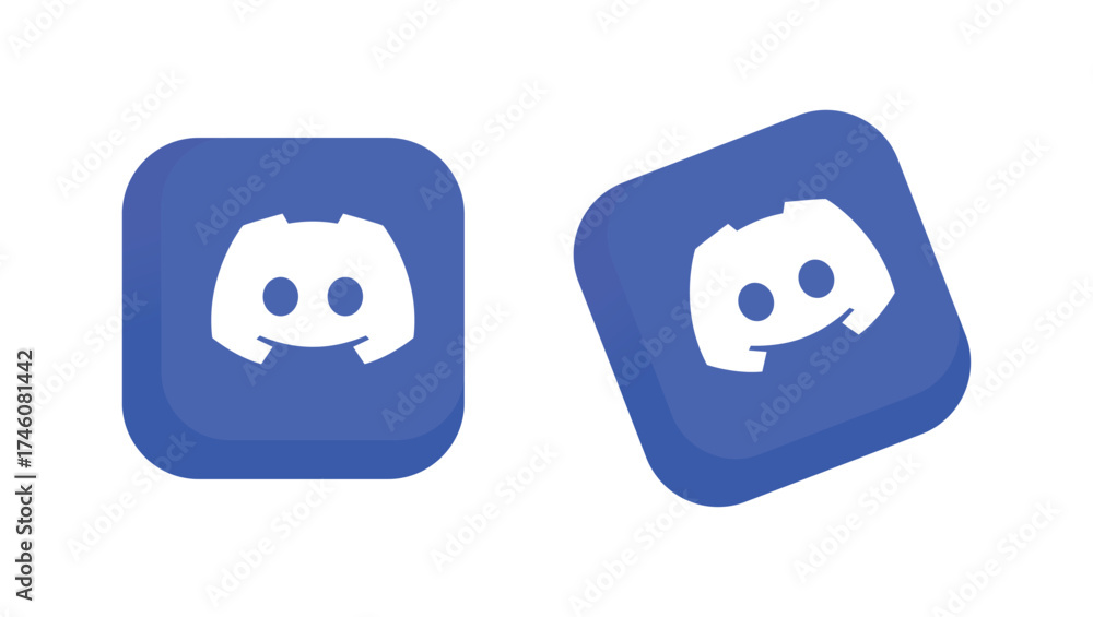 Discord 3D App Icon, Blue Rounded Square Game Chat Logo Illustration ...