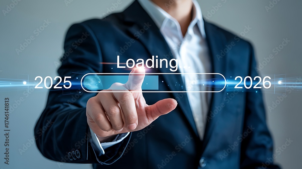 Businessman s finger touches futuristic loading bar transitioning from ...