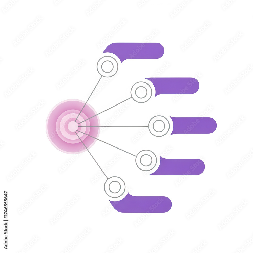 ภาพประกอบ Stock Central hub connected to multiple labeled nodes in a ...