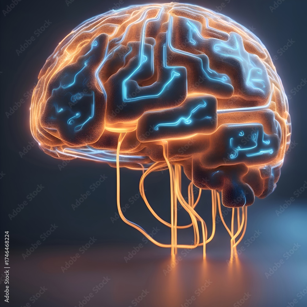 Visualize human brain power with glowing neural networks for innovation ...