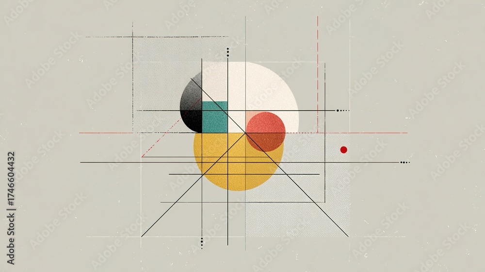 node. A diagram of intersecting lines and geometric shapes on a grid ...