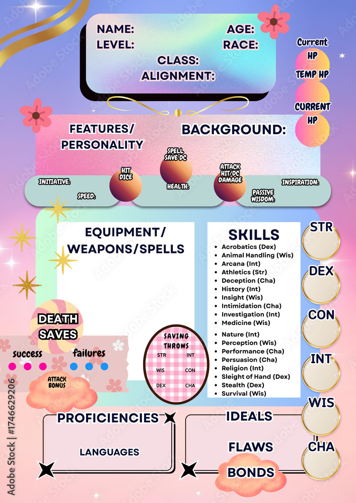 RPG CHARACTER SHEET/D&D /Dungeons and Dragons/ RPG CHARACTER/ Creation ...