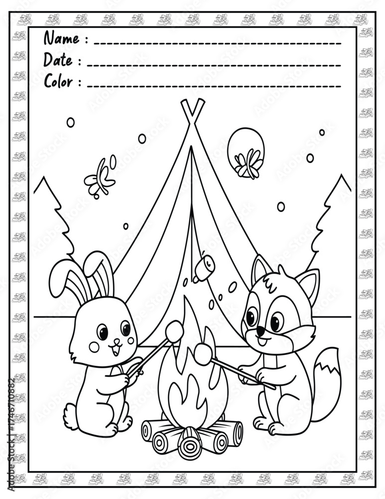 Fluffy Friends Coloring Page & Book for Adults and Kid. High resolution ...