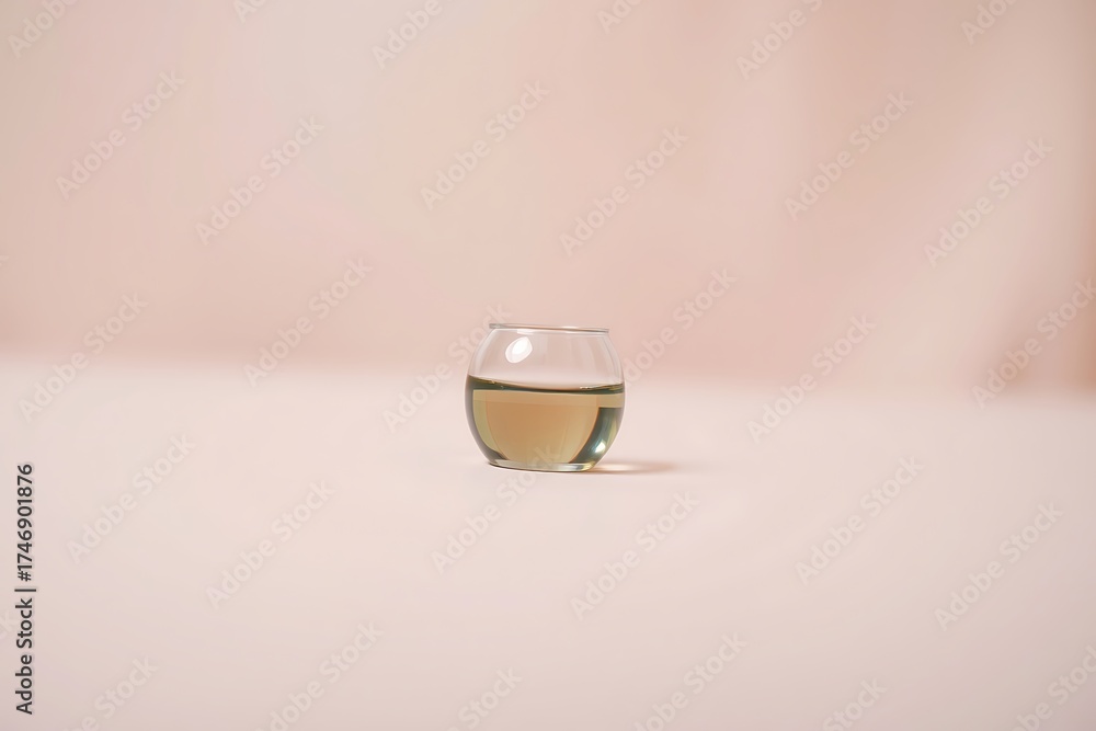 Generative AI captures a minimalist glass of pale liquid. Stock Photo ...