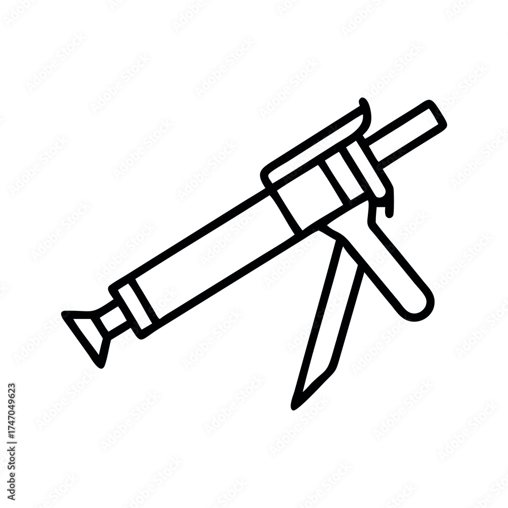 Simple line drawing of a caulk gun tool for sealing and adhesive ...