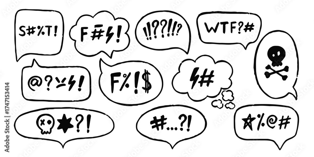 censorship, swear words, profanity, curse words, censored, symbols, skull, crossbones ...