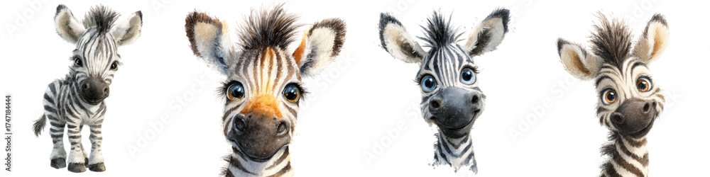 Adorable zebra cartoon characters, a charming collection of playful ...
