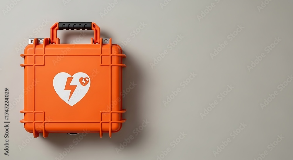 Zdjęcie bez tantiem: Automated External Defibrillator AED on neutral ...