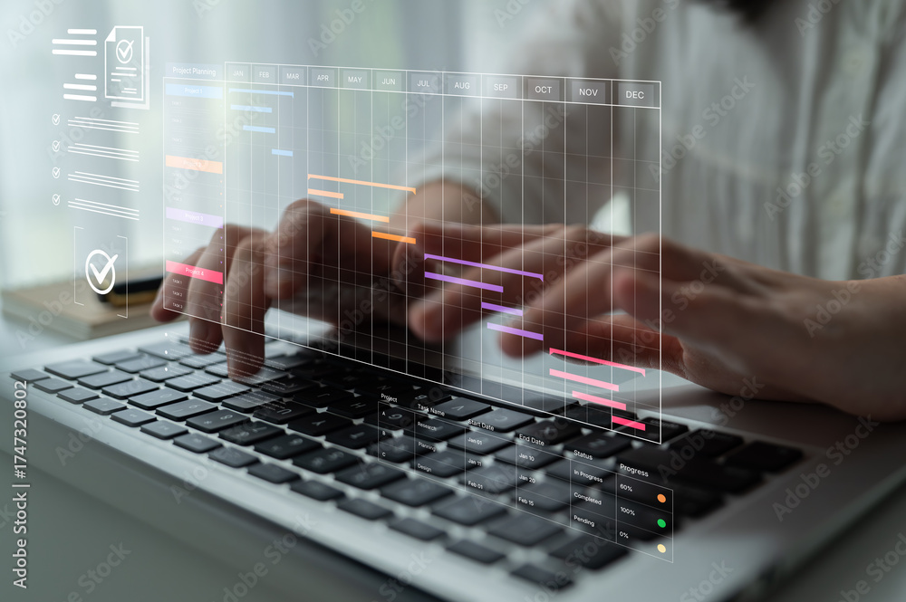 ภาพถ่าย Stock A project management dashboard for business. The ...