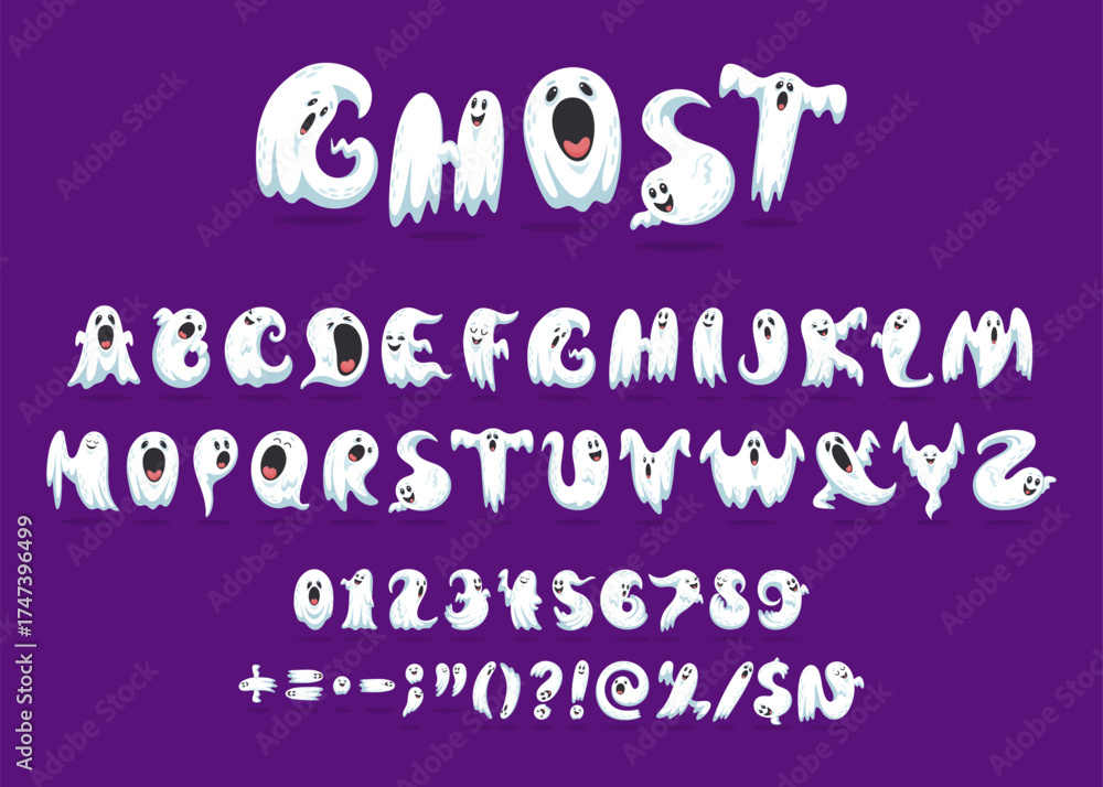 Halloween ghost font, scary spirit letters, funny creepy typeface ...