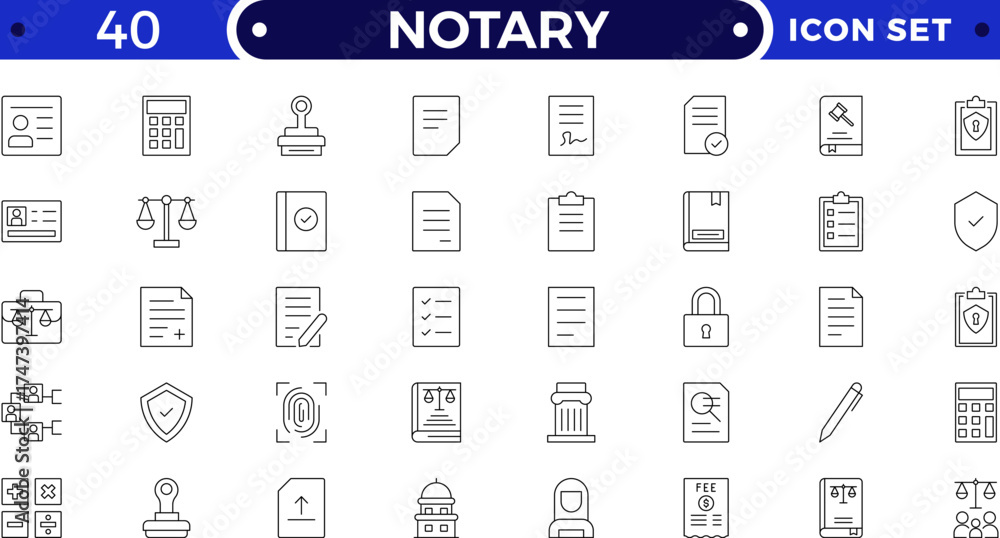 Vector de Stock Legal and notary outline icon collection. Includes ...