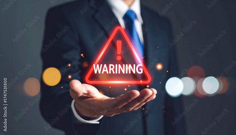 Warning sign in businessman's hand, Caution in investing Stock Photo ...
